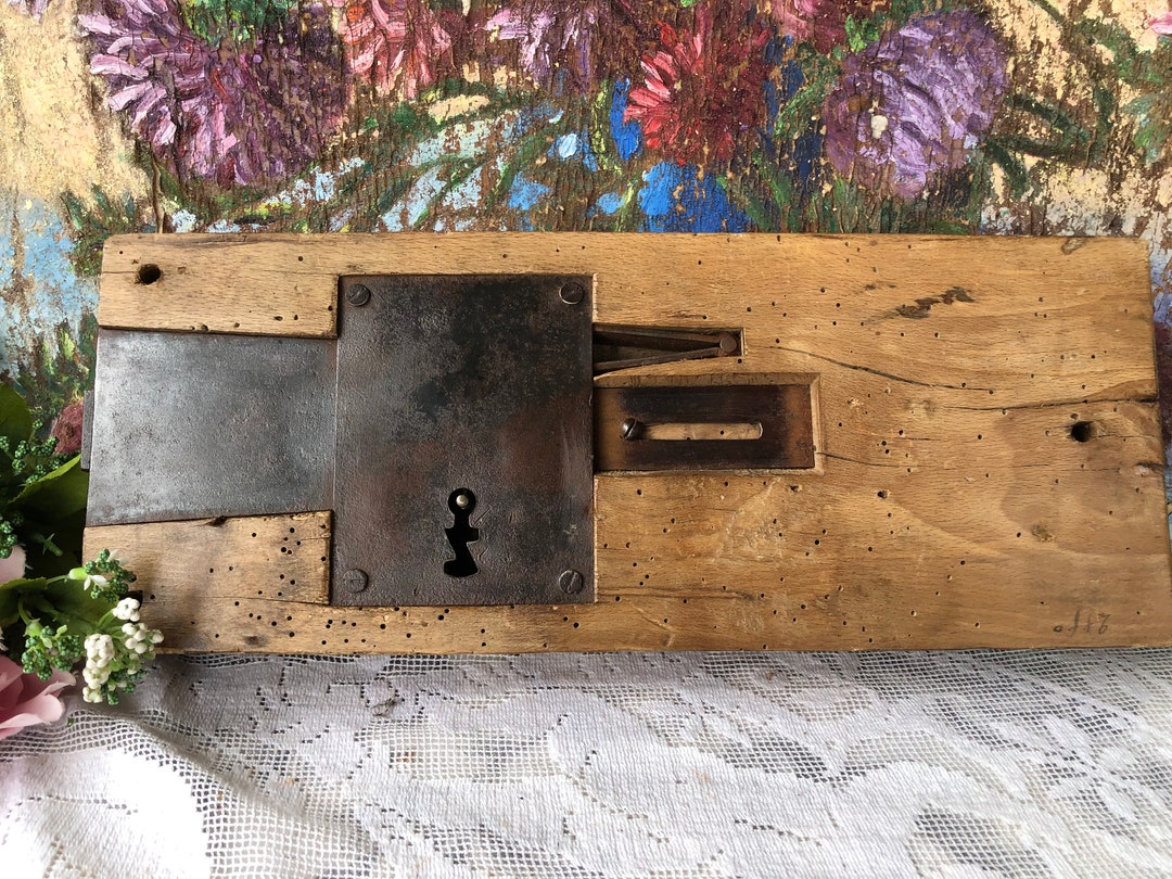 Large & Heavy French Antique Barn Door Lock / Rustic Bygone Large Door ...