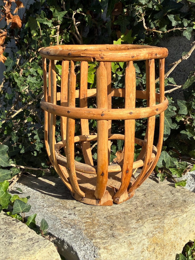 Small French Vintage Traditional Pyrenean Wooden Hay Basket / Unique ...