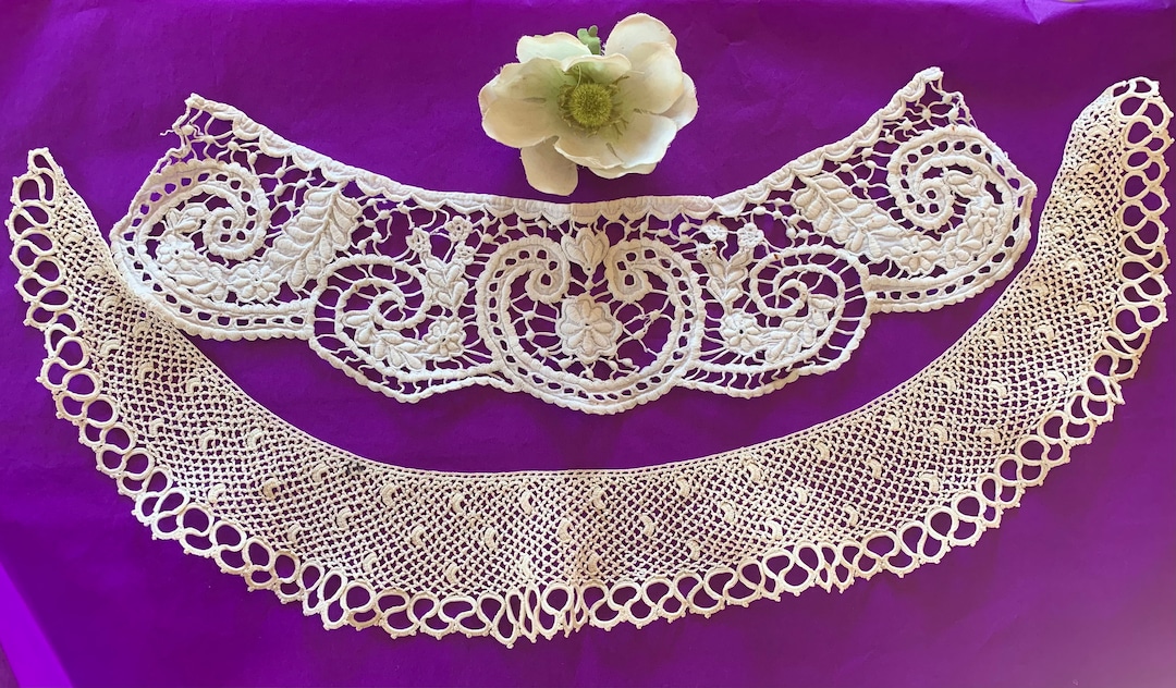 Two French Antique Lace Collars / Delightful Victorian Collars in Two ...