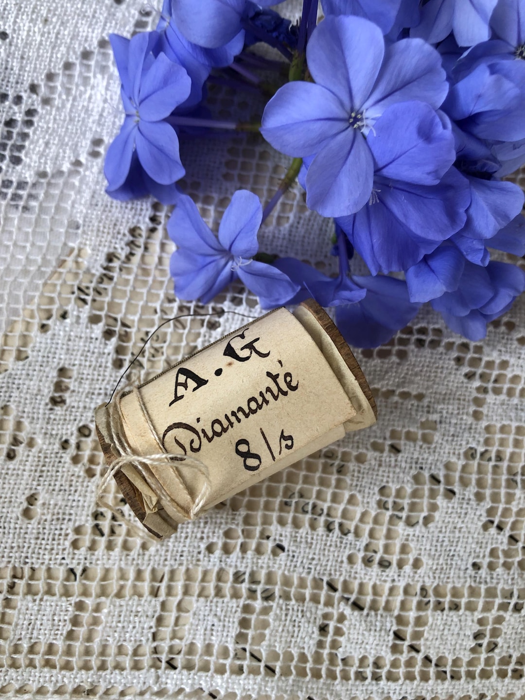 French Antique Bobbin of Metallic Silver Thread / Circa 1800s / With ...