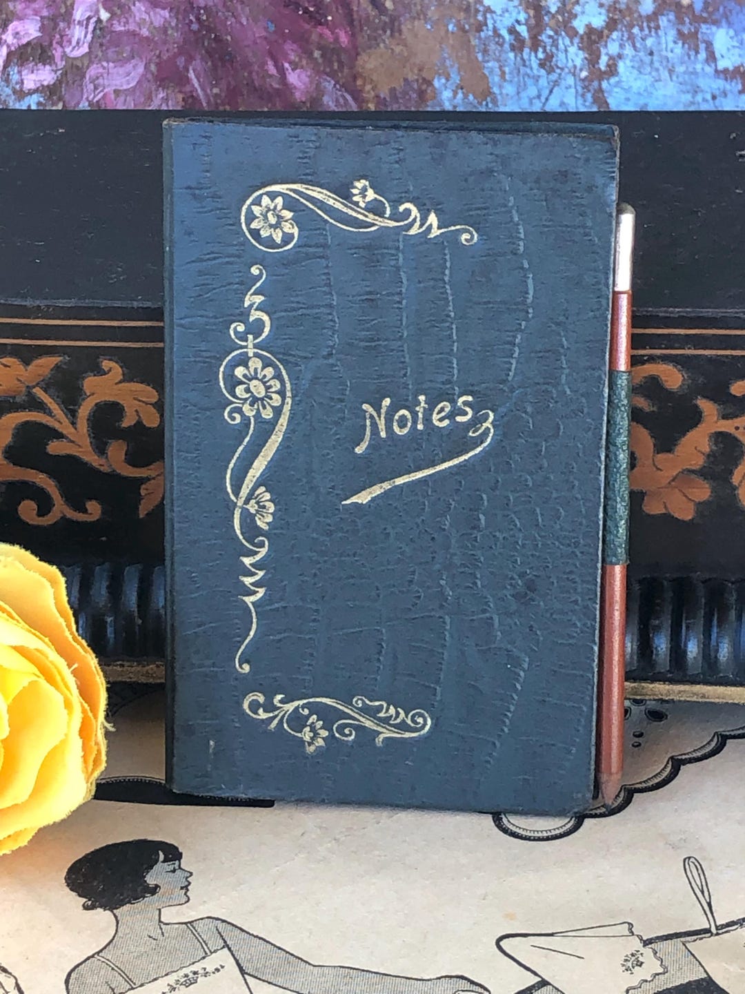 Small French Antique Notebook From the 1900s / Charming Darke Blue ...