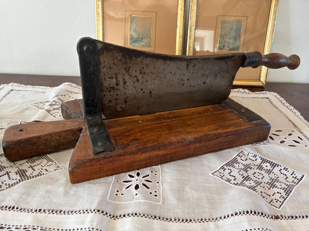 French Antique Steel and Wood Bread Cutter / Old 1900s Rustic Bread ...