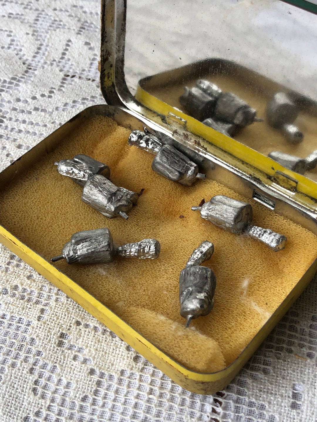 Set of Five Little Lead Soldier Heads / Unpainted Lead Soldier Elements ...