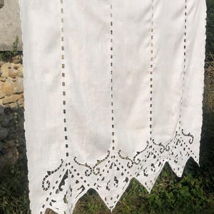 French Antique White Linen Panel With Richelieu Lace Detail / Lovely ...