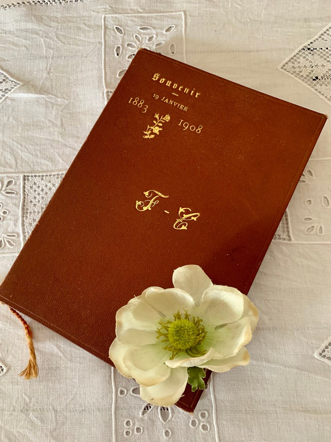 French Antique Leather Silver Wedding Souvenir Book From 1908 ...