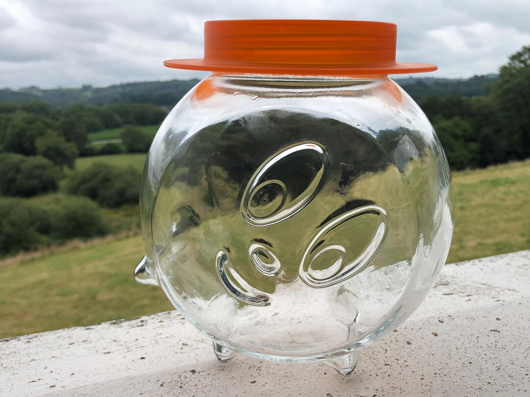 Found in France - Italian Clear Glass Sweet Jar With a Happy Face ...