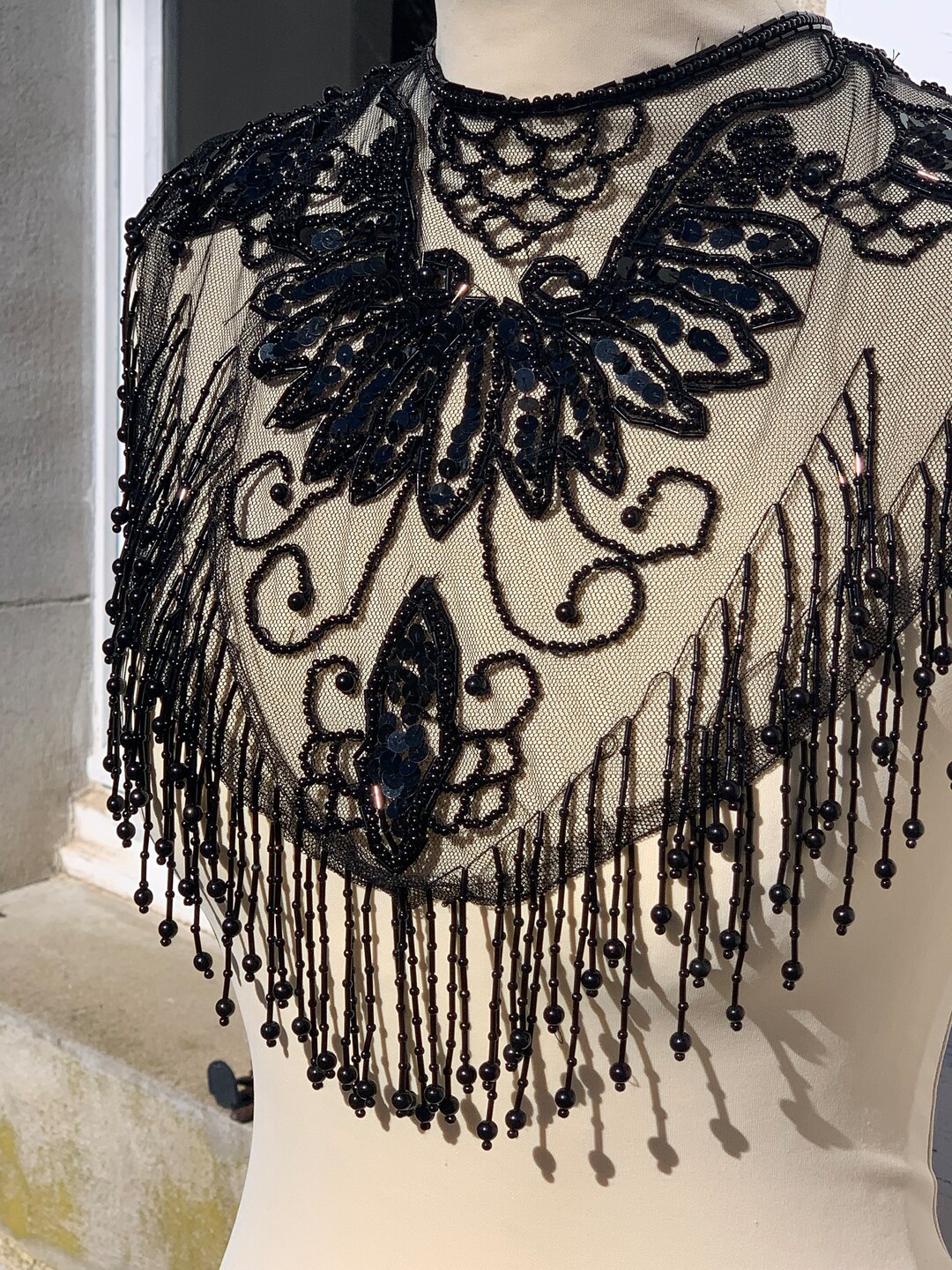 French Antique 1880s Large Jet Dress Element / Stunning and Intricately ...