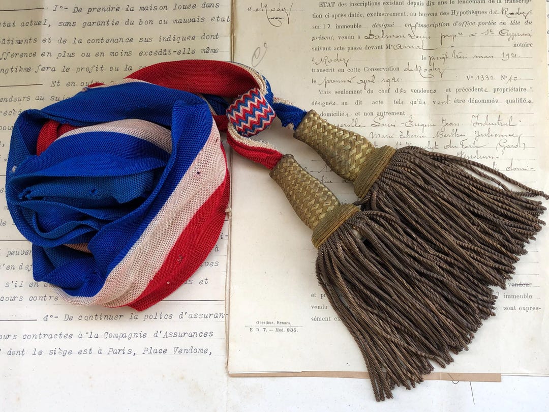 French Antique "tricolore" Sash With Bullion Tassels / Used by Mayors ...