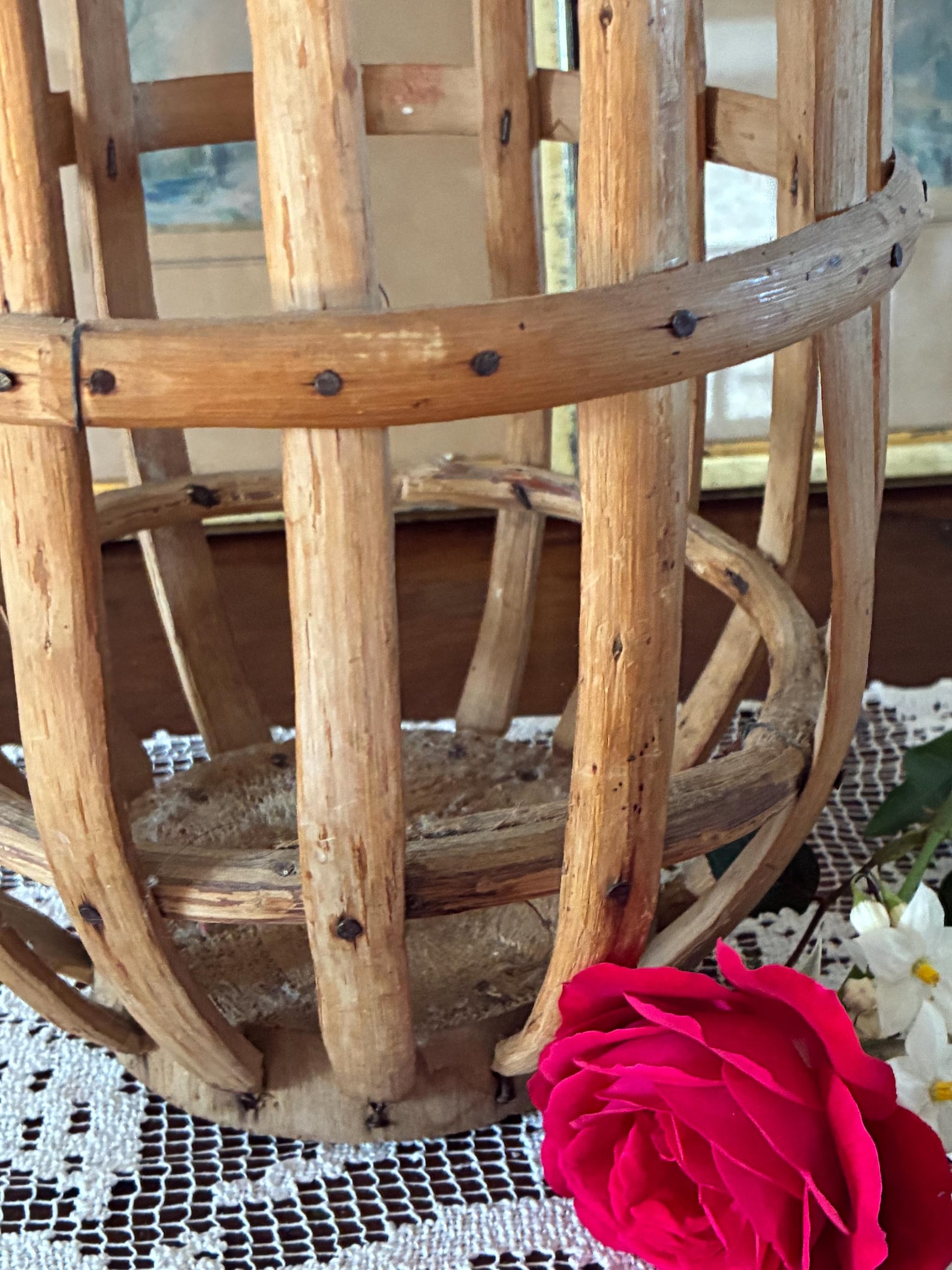 Small French Vintage Traditional Pyrenean Wooden Hay Basket / Unique ...