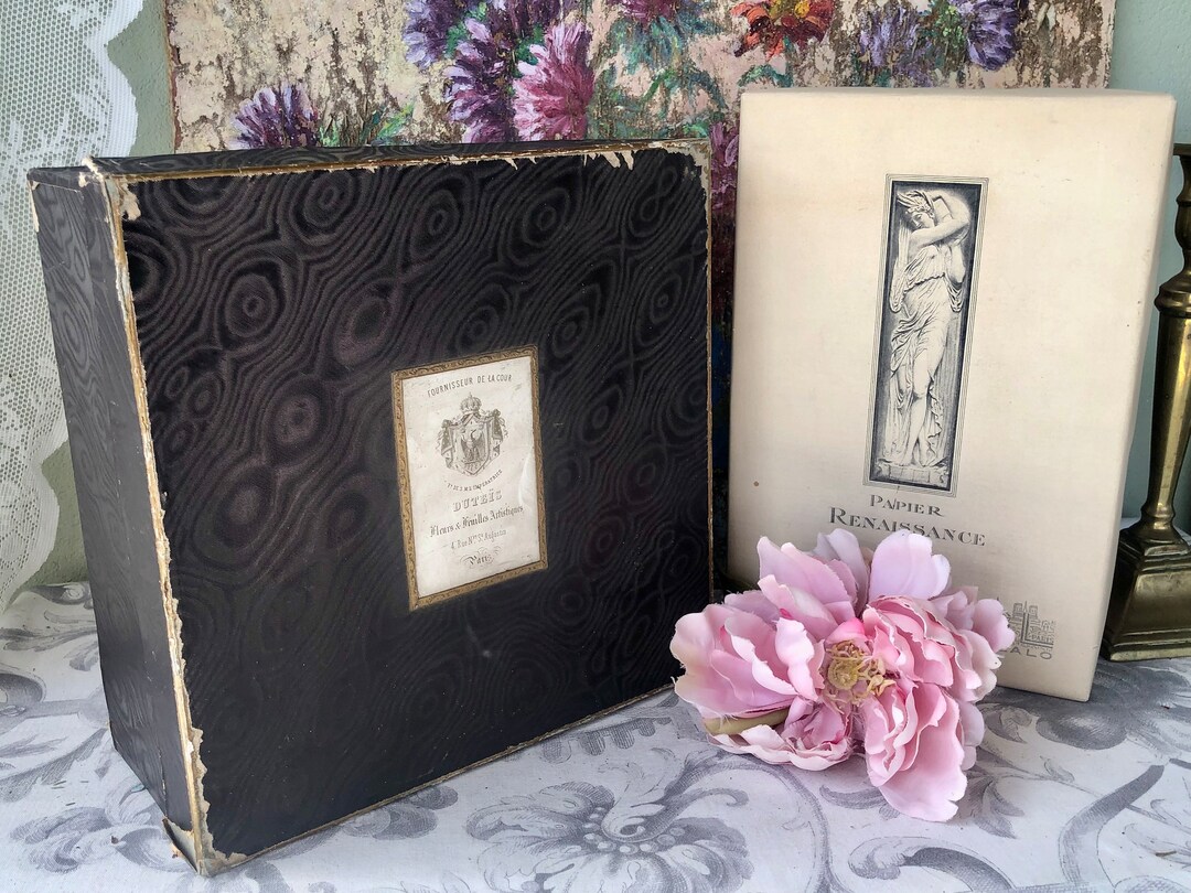 Two French Antique Boxes / Charming Moire Effect 1800s Box by Duteïs ...