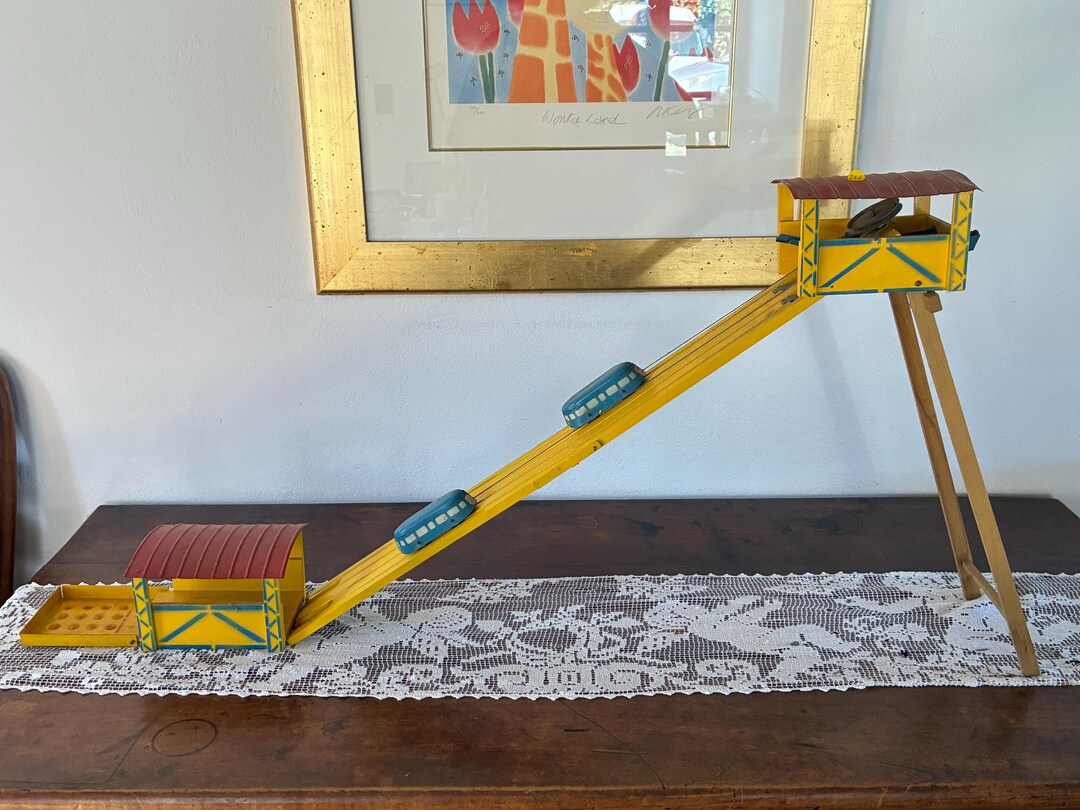 French Vintage Tin & Wood Toy Renault Funicular Made by CIJ (compagnie ...