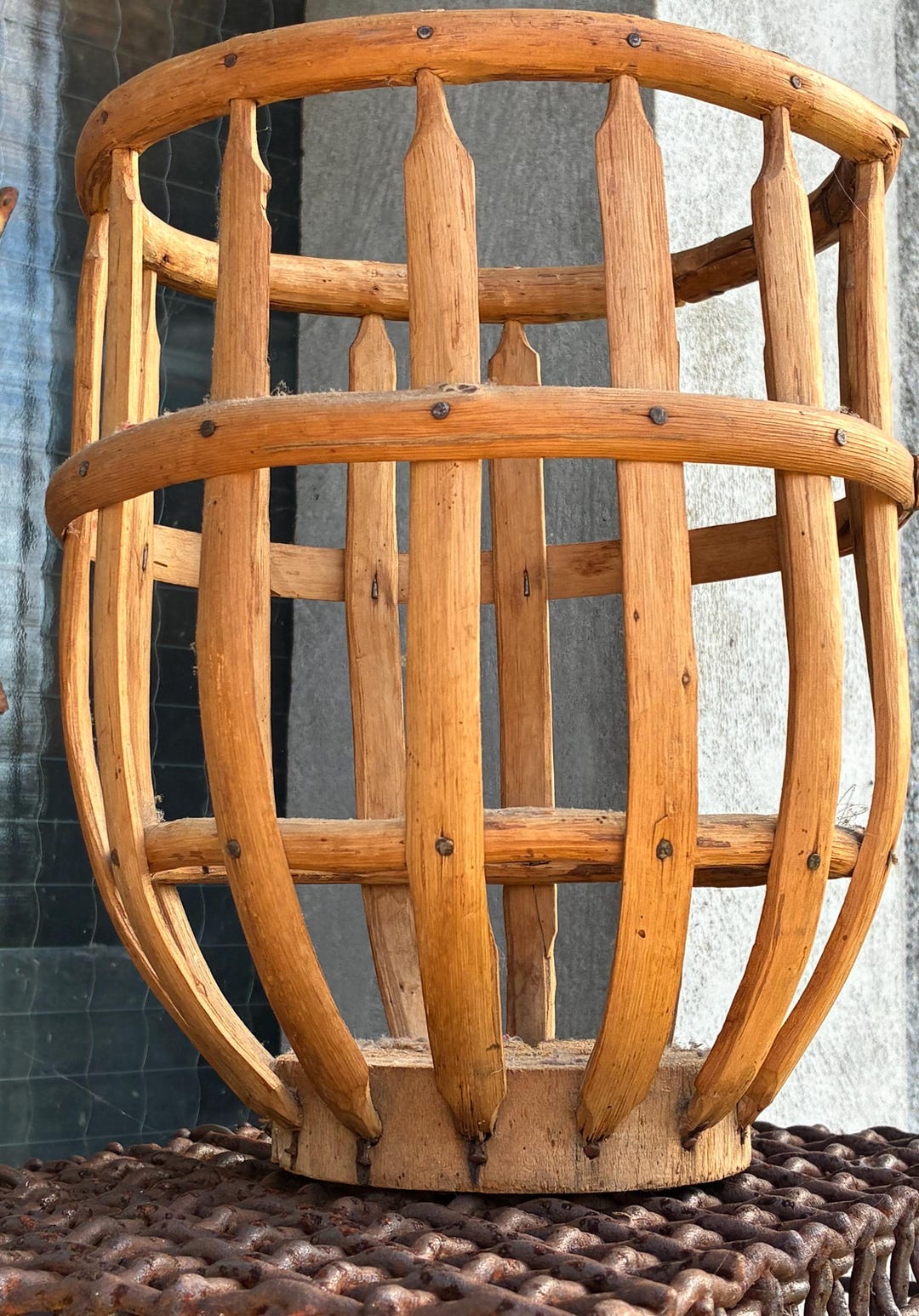 Small French Vintage Traditional Pyrenean Wooden Hay Basket / Unique ...