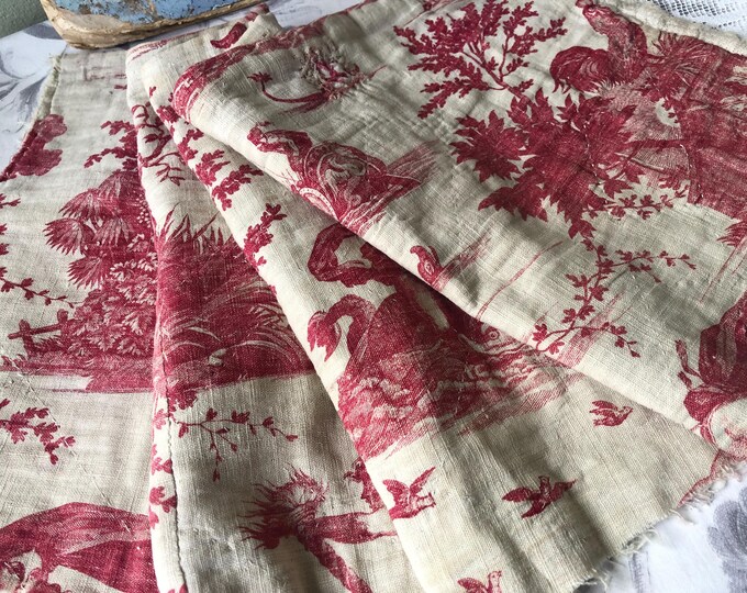 Small Piece of French Antique Toile De Jouy / Beautiful Old 18th/19th ...