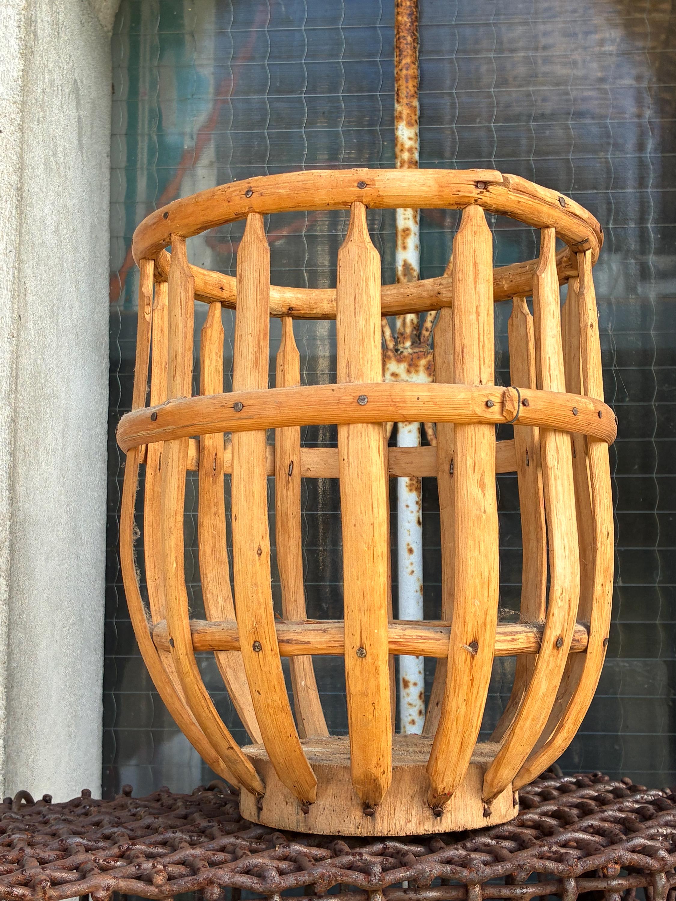 Small French Vintage Traditional Pyrenean Wooden Hay Basket / Unique ...