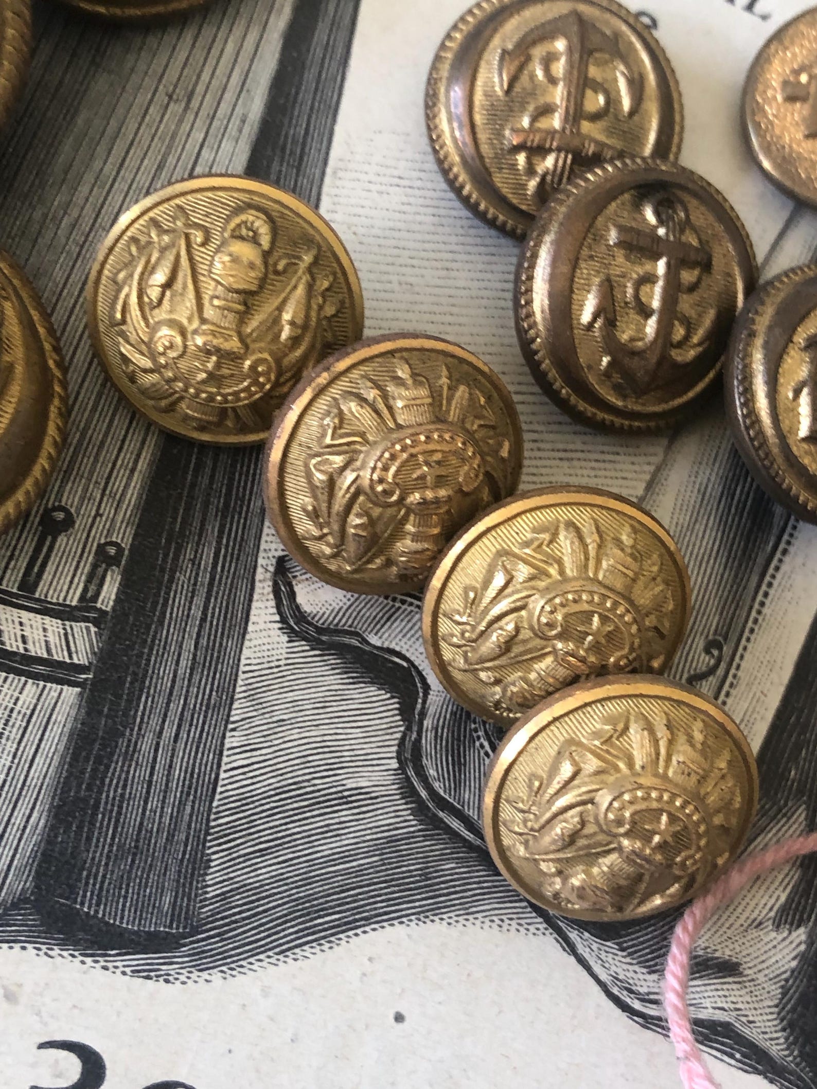 Old Pharmacy Tin Containing A Variety of Brass Military Buttons ...