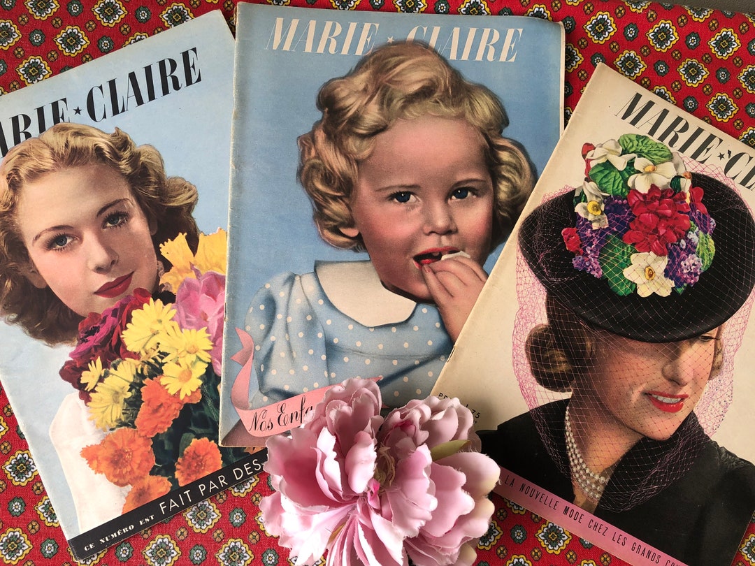 Set of Three French Vintage Marie Claire Magazines From 1939 / French ...