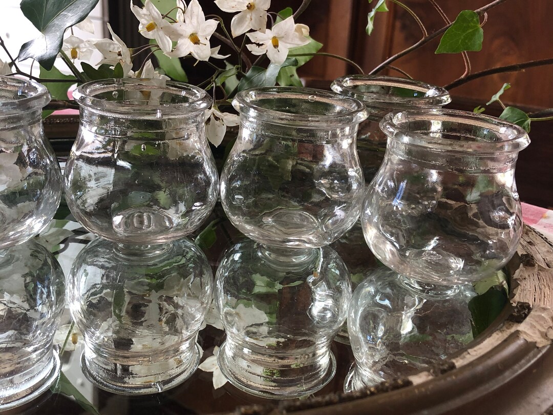 Set of Six Small French Antique Glass Cloches/suction Cups / Little ...