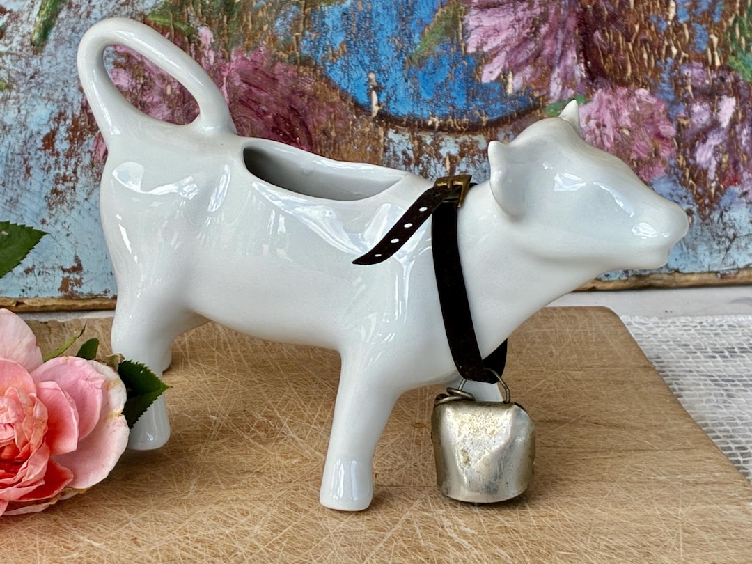 French Vintage Porcelain Cow Shaped Milk Jug / Fun Little Milk Pourer ...