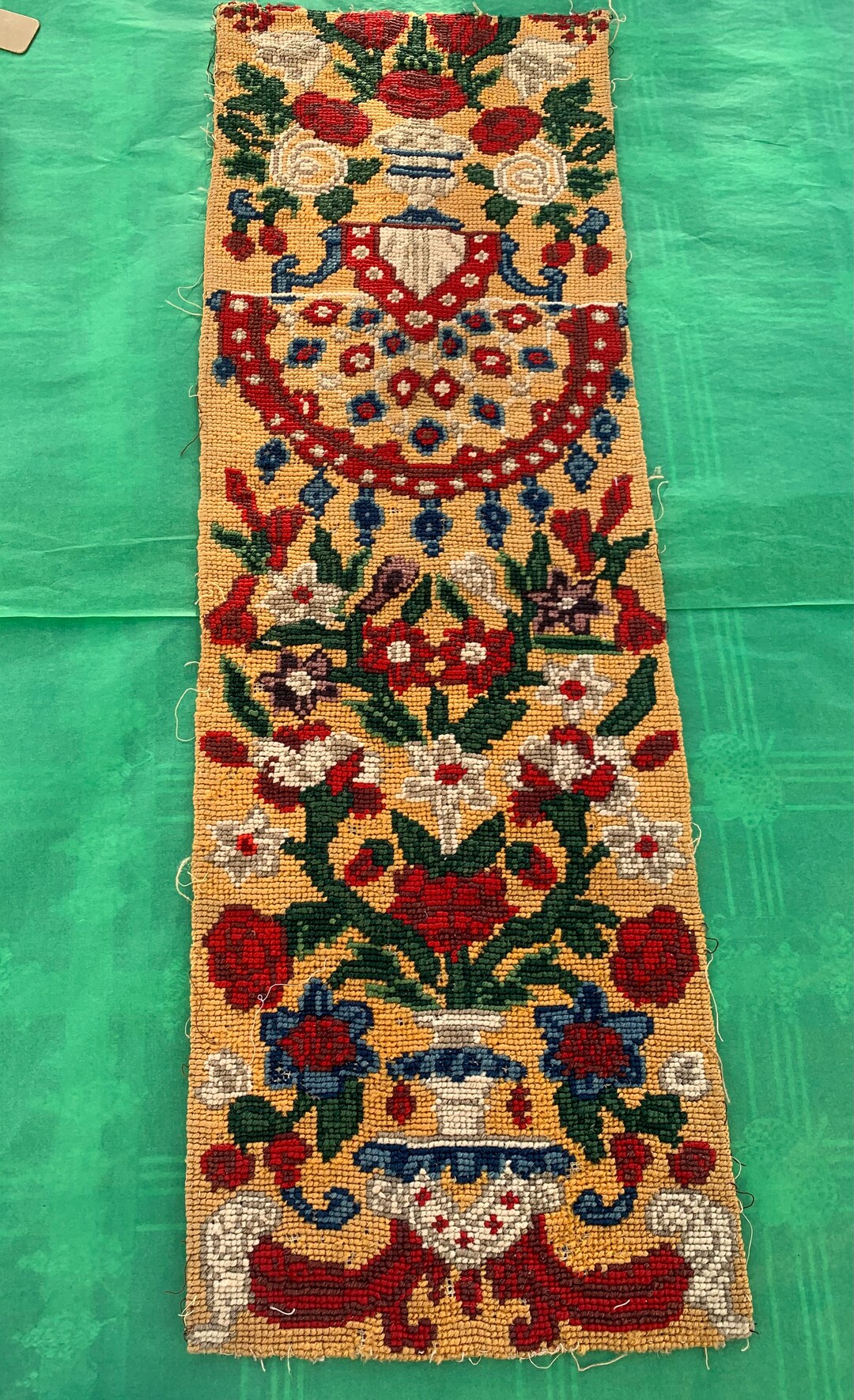 French Antique Late 1700s Long Cross Stitch on Canvas Piece / Charming ...