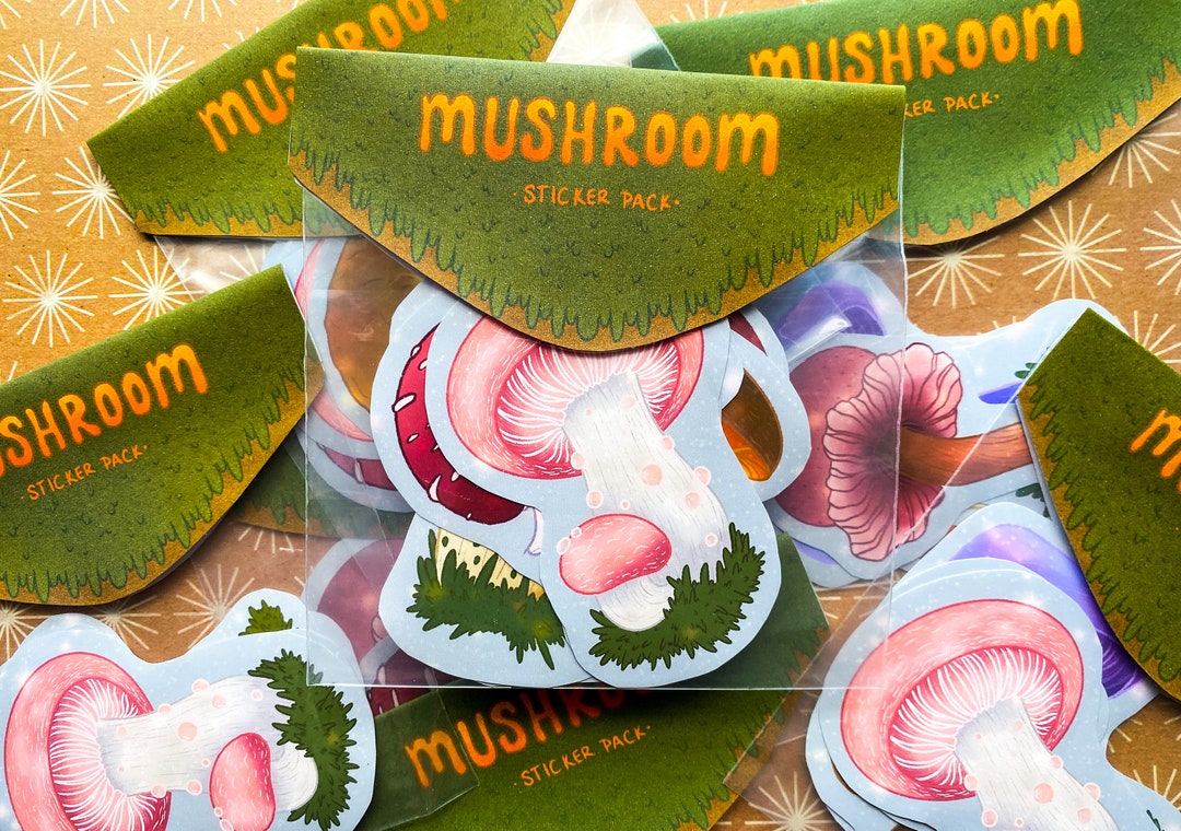 Paquete de pegatinas de hongos / Paquete de 6 / Pegatinas ilustradas y ...