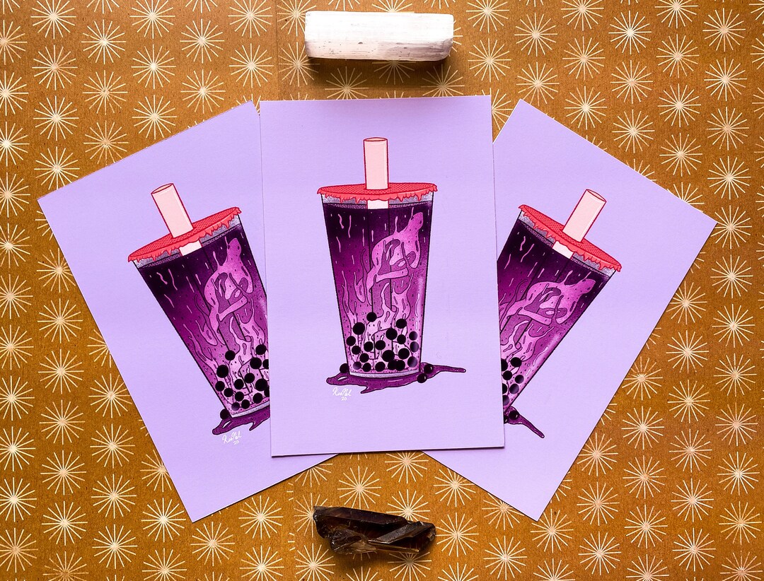 Blueberry Boba Cobra Illustrated Art Print A4 & A6 Print Sizes ...