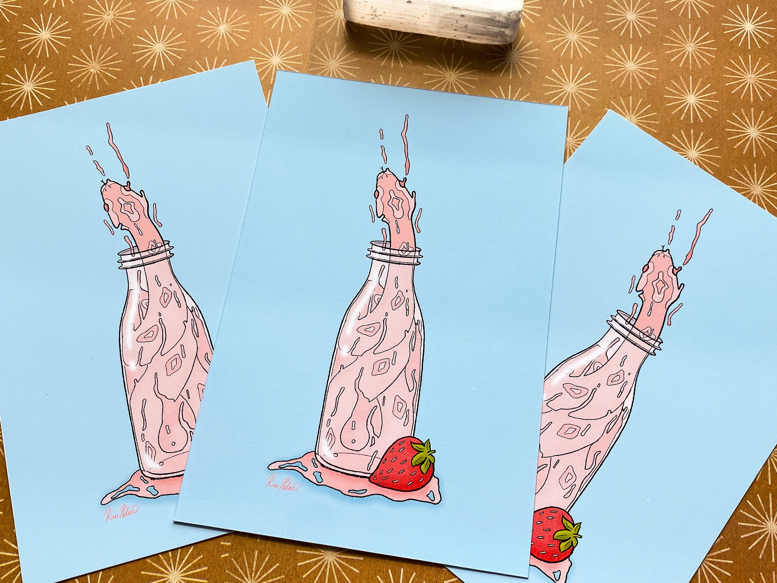 Strawberry Milk Snake Art Print Milky Snake Series | Etsy