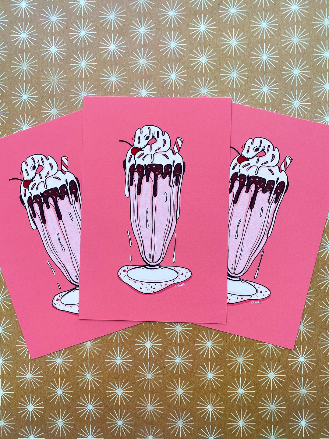 Valentine's Milkshake Snake | Illustrated Art Print | A4 & A6 Print ...