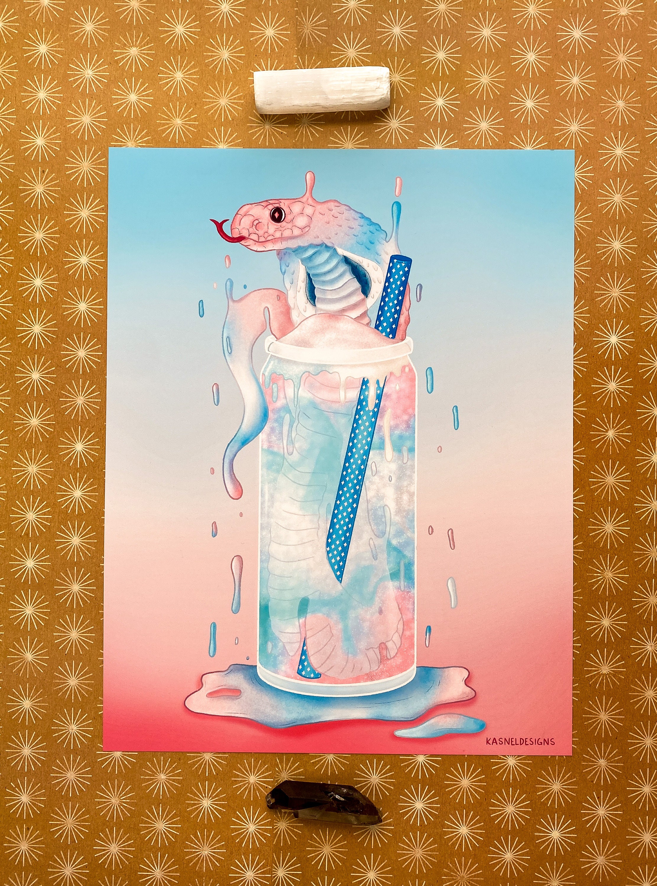 Transgender Pride Snake Illustrated Art Print A4 & A6 | Etsy