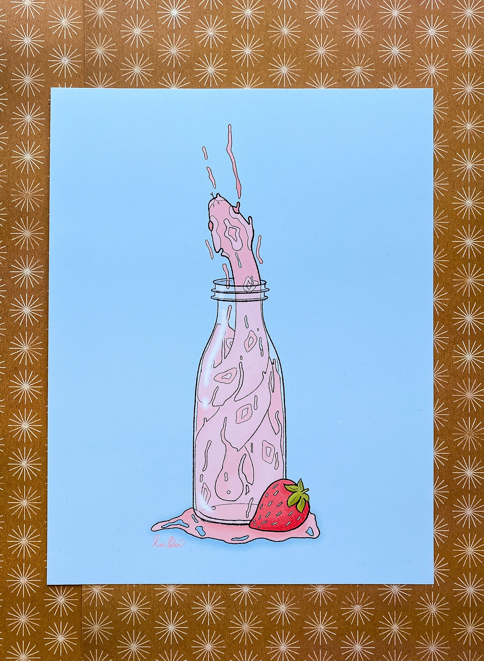 Strawberry Milk Snake Art Print Milky Snake Series | Etsy