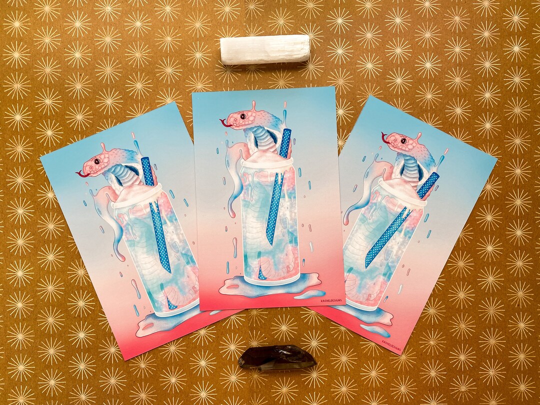 Transgender Pride Snake | Illustrated Art Print | A4 & A6 Print Sizes ...