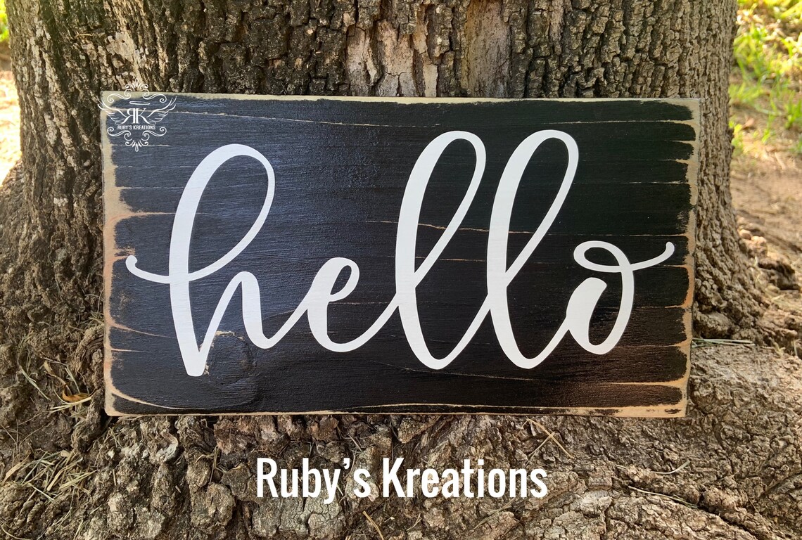 Hello Wreath Sign Farmhouse Sign Wooden Wall Sign Everyday | Etsy