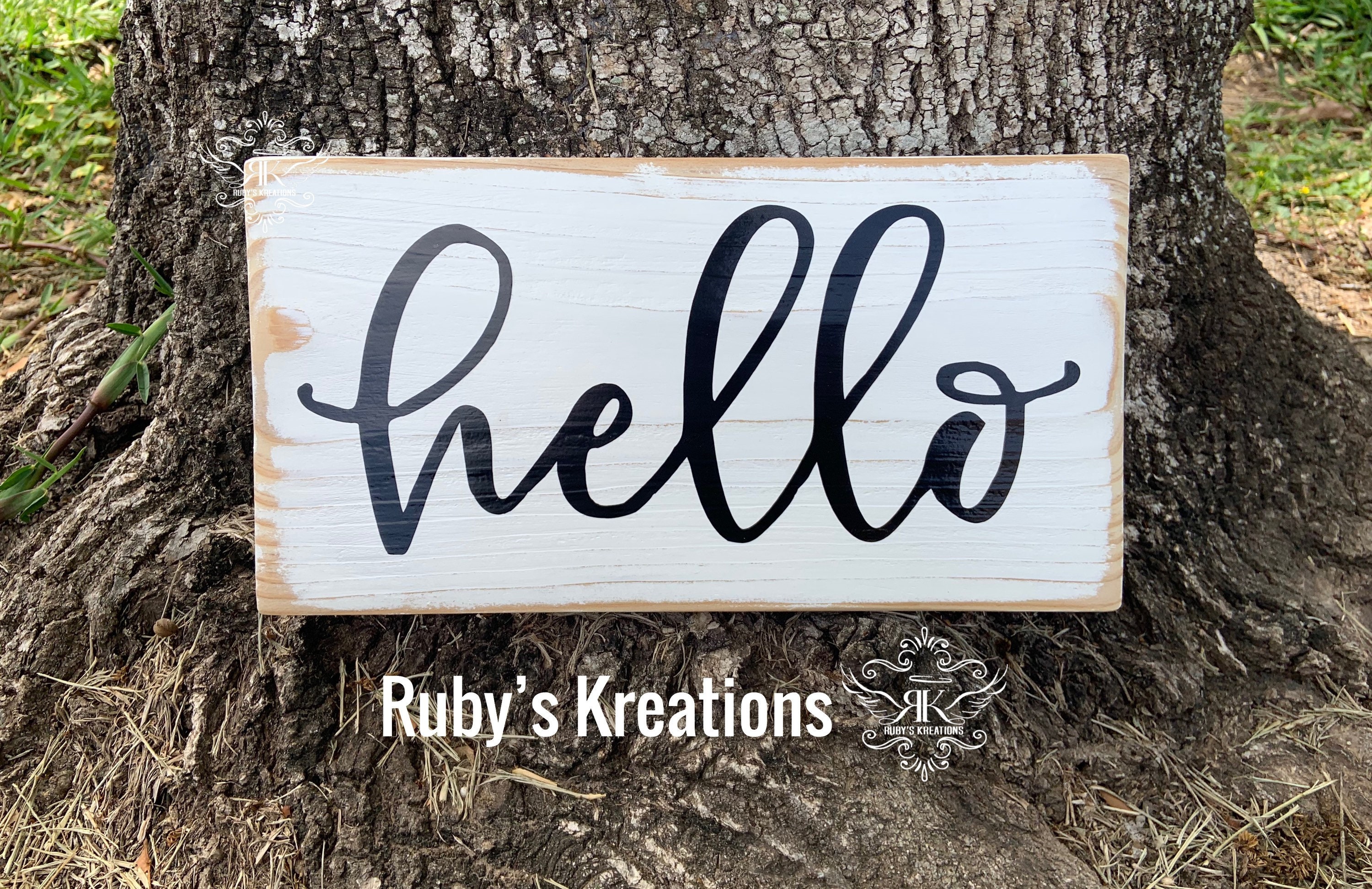 Hello Wreath Sign, Farmhouse Sign, Wooden Wall Sign, Everyday Sign ...