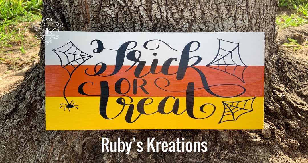 Candy Corn Sign, Trick or Treat Sign, Halloween Sign, Halloween Decor ...