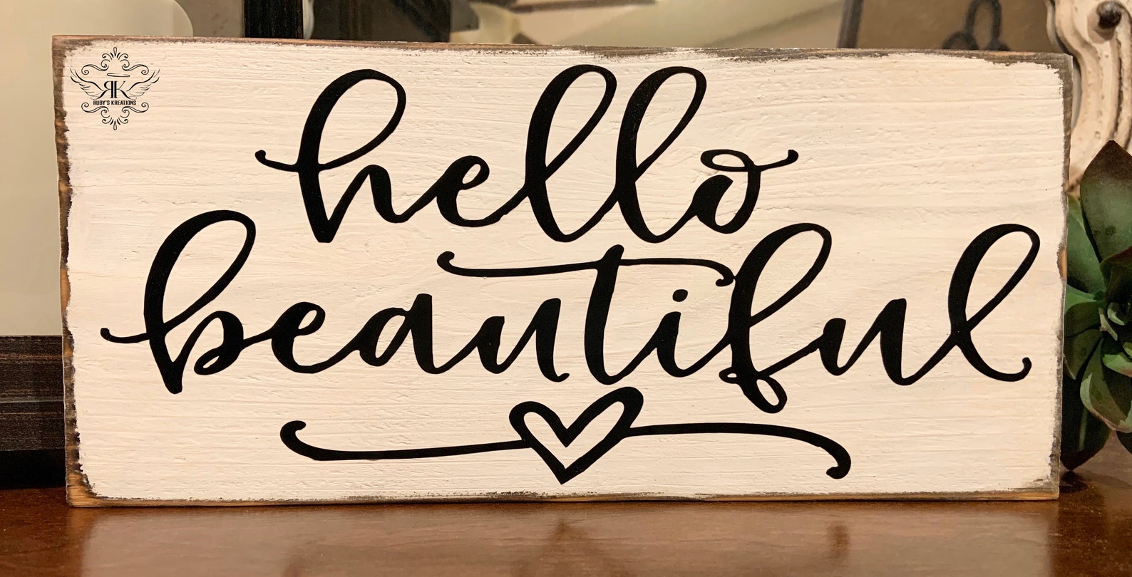 Hello Beautiful Sign, Wreath Sign, Farmhouse Sign, Rustic, Valentine’s ...