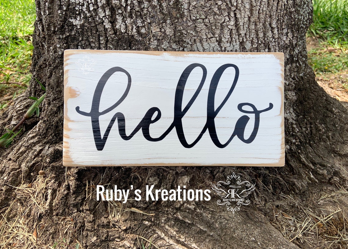 Hello Wreath Sign, Farmhouse Sign, Wooden Wall Sign, Everyday Sign ...