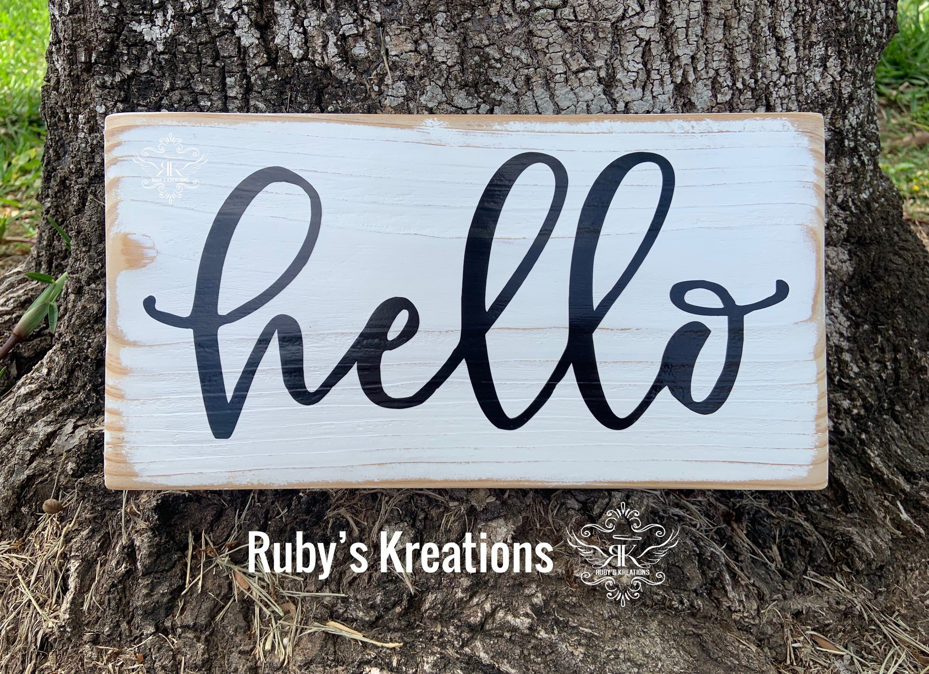 Hello Wreath Sign Farmhouse Sign Wooden Wall Sign Everyday | Etsy