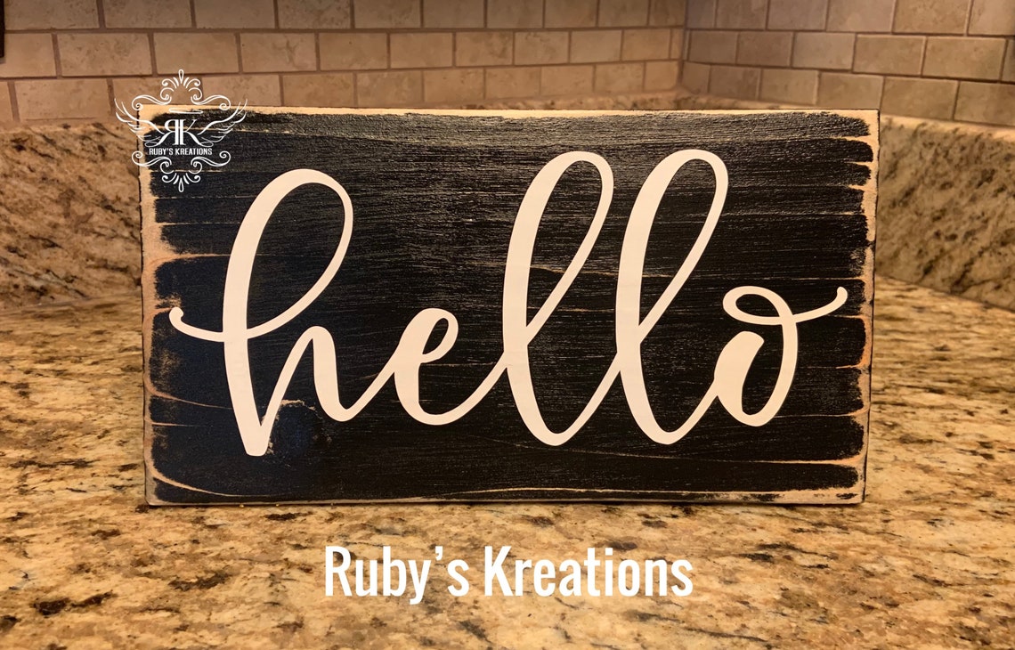 Hello Wreath Sign Farmhouse Sign Wooden Wall Sign Everyday | Etsy