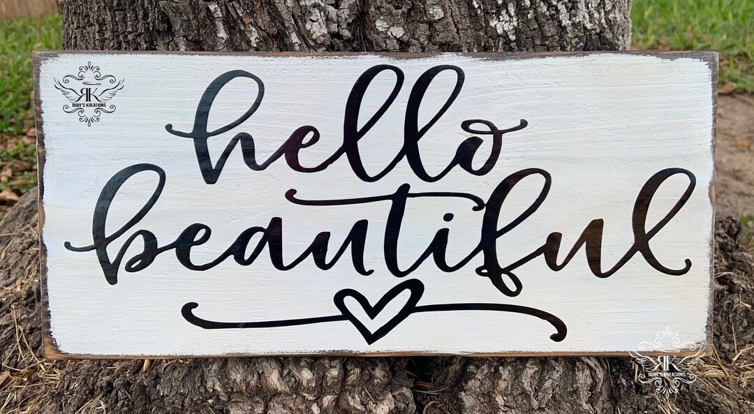 Hello Beautiful Sign, Wreath Sign, Farmhouse Sign, Rustic, Valentine’s ...
