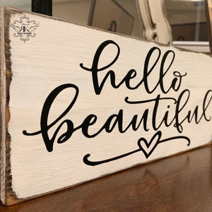 Hello Beautiful Sign, Wreath Sign, Farmhouse Sign, Rustic, Valentine’s ...