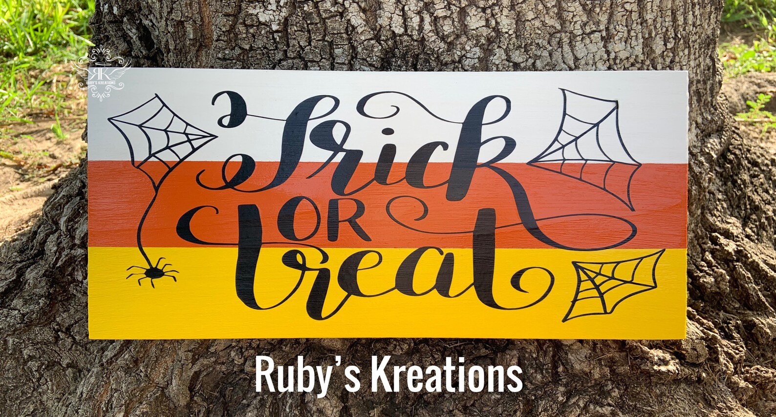 Candy Corn Sign Trick or Treat Sign Halloween Sign | Etsy