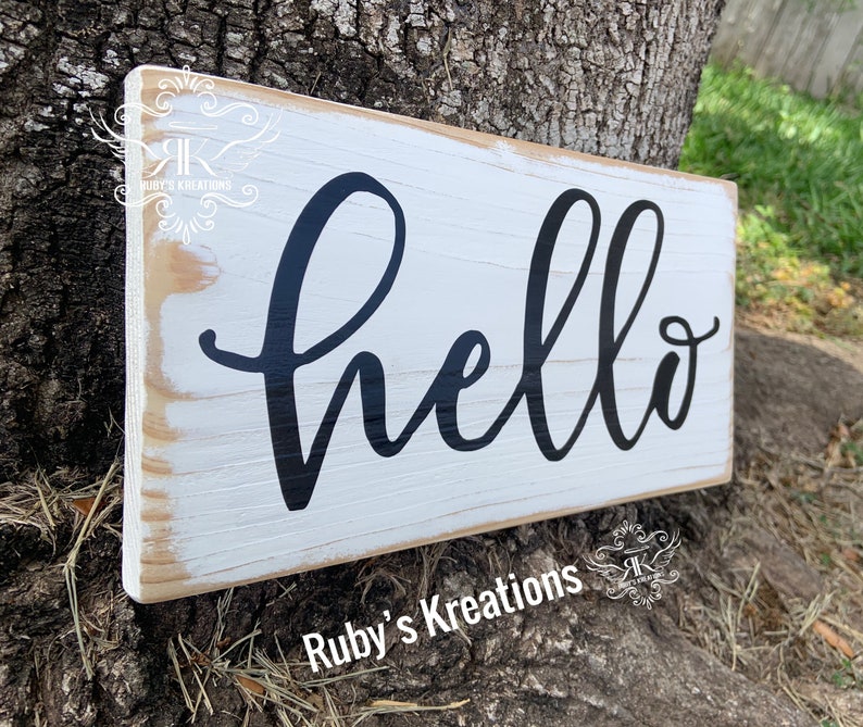 Hello Wreath Sign Farmhouse Sign Wooden Wall Sign Everyday - Etsy