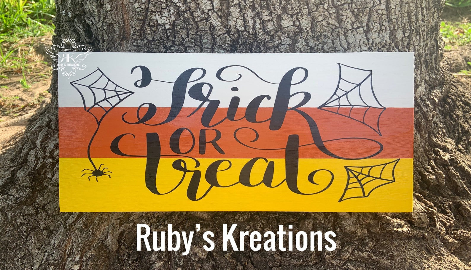 Candy Corn Sign Trick or Treat Sign Halloween Sign | Etsy