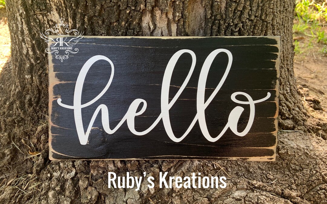 Hello Wreath Sign, Farmhouse Sign, Wooden Wall Sign, Everyday Sign ...