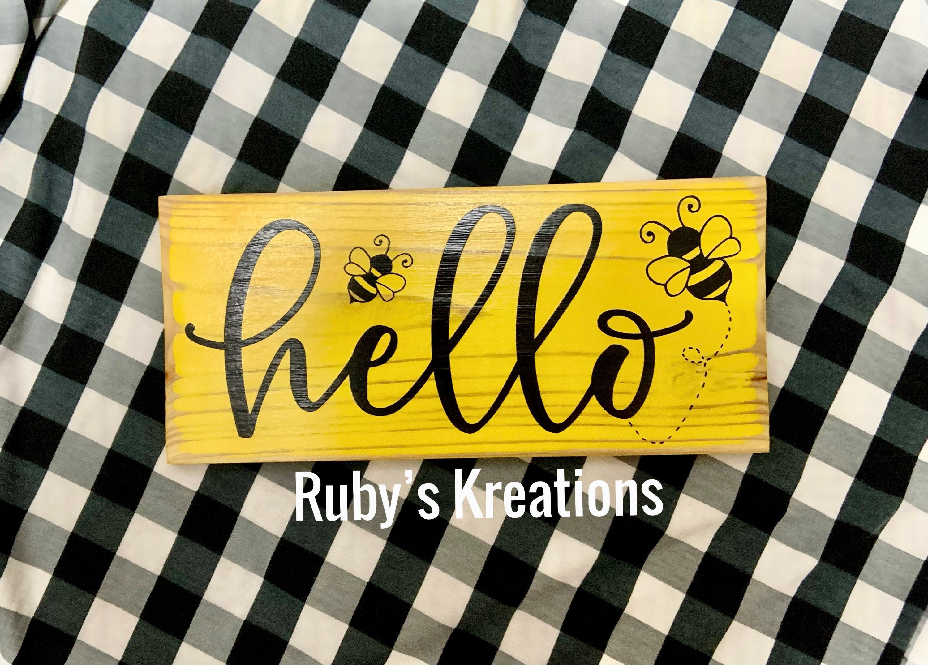 Hello Wreath Sign, Bee Sign, Farmhouse Sign, Rustic, Wreath Attachment ...