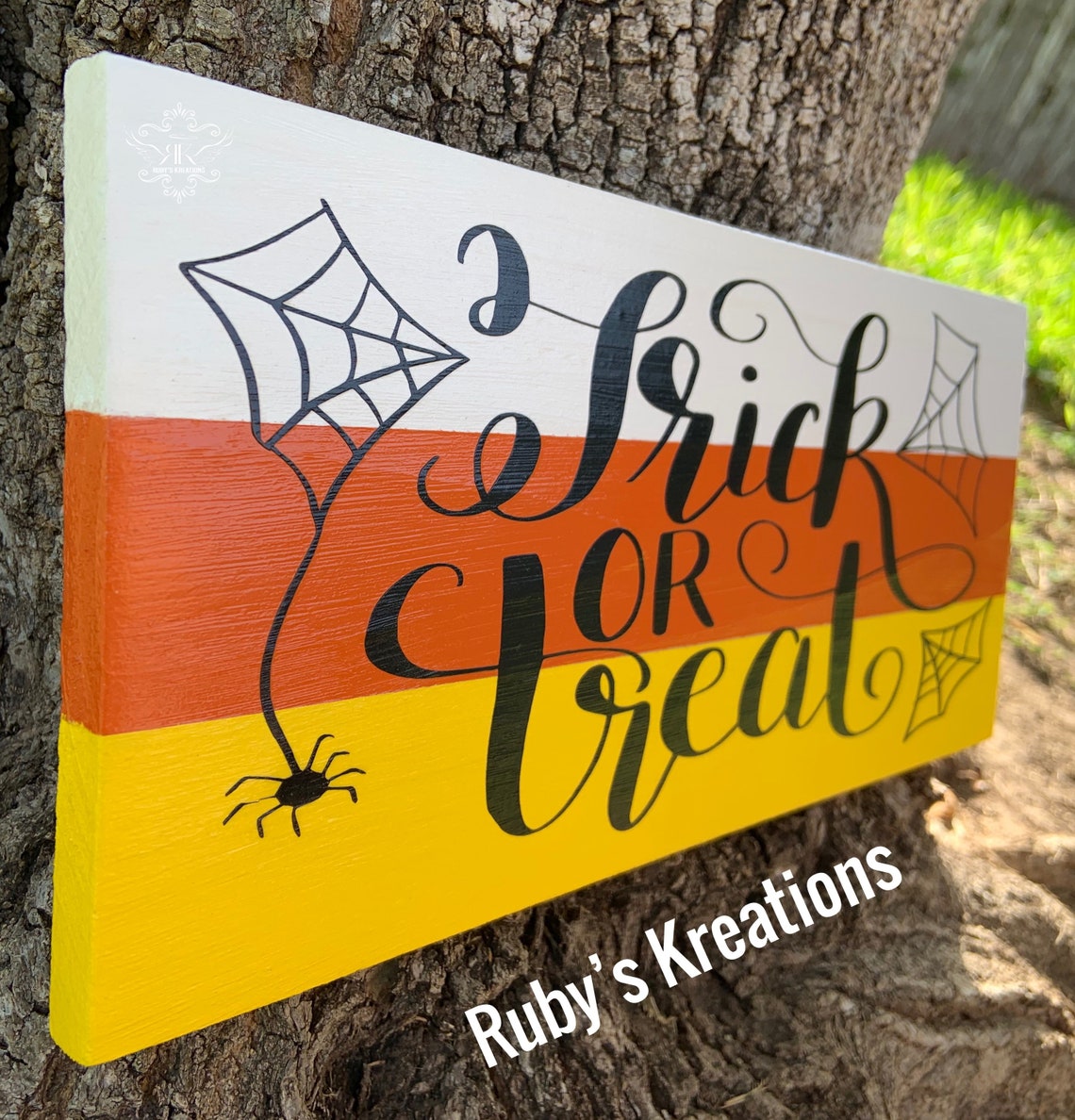 Candy Corn Sign Trick or Treat Sign Halloween Sign | Etsy
