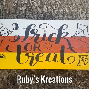 Candy Corn Sign Trick or Treat Sign Halloween Sign - Etsy