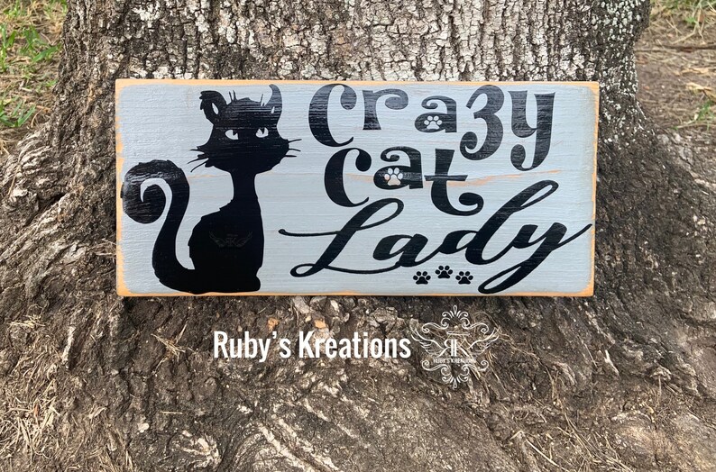 Crazy Cat Lady Wreath Sign, Cat Decor, Farmhouse Sign, Rustic Sign ...