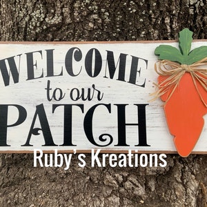 Welcome to Our Patch, Rustic, Easter Wreath Sign, Bunny Sign, Spring ...
