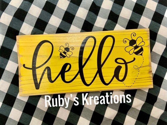 Hello Wreath Sign Bee Sign Farmhouse Sign Rustic Wreath | Etsy
