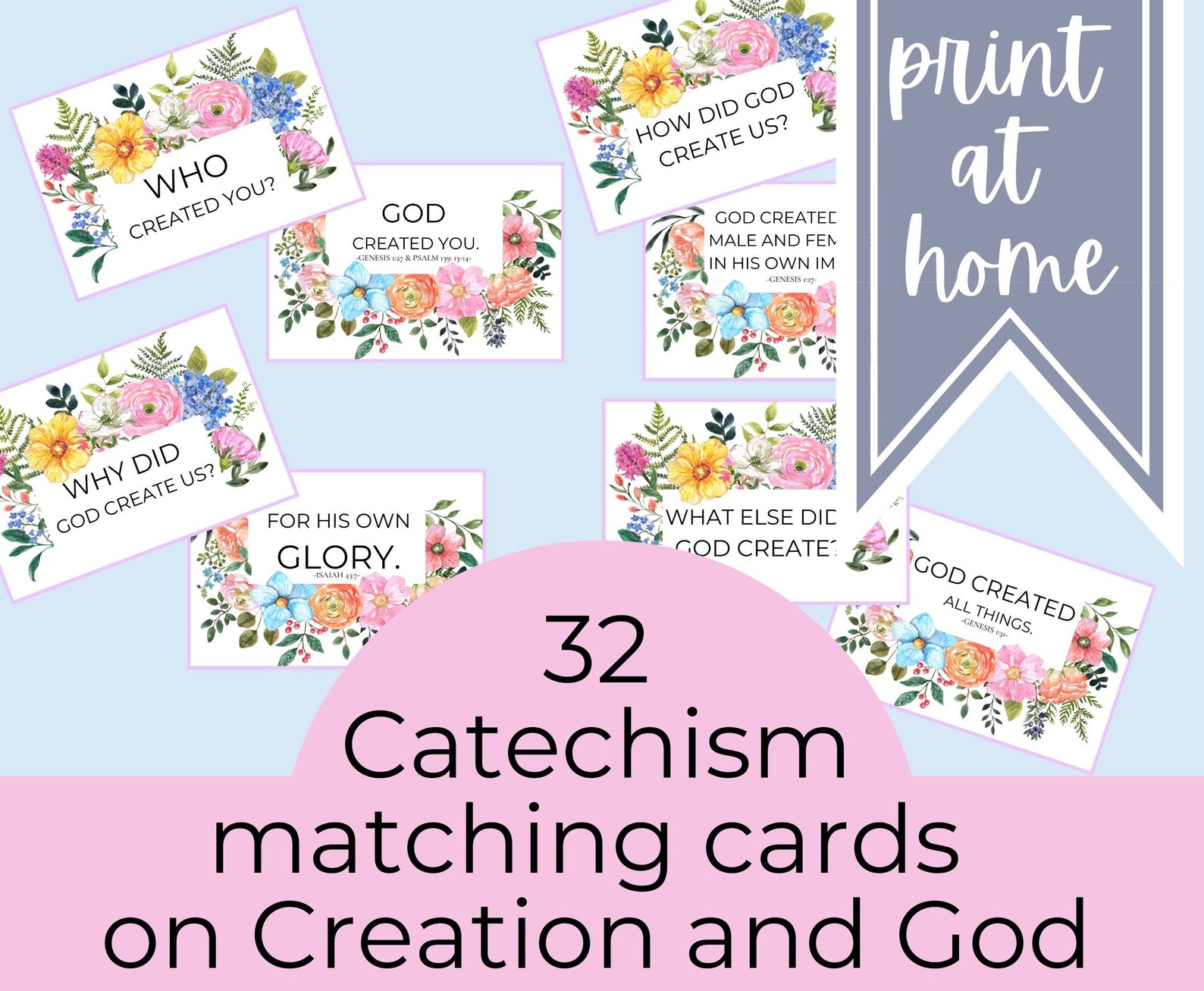 Catechism Matching Cards, Set of 32, INSTANT Download, Printable ...